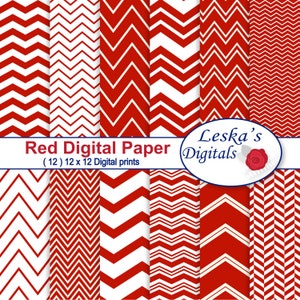 Red Chevron Digital Paper, Chevron Scrapbooking Paper, Red Digital ...