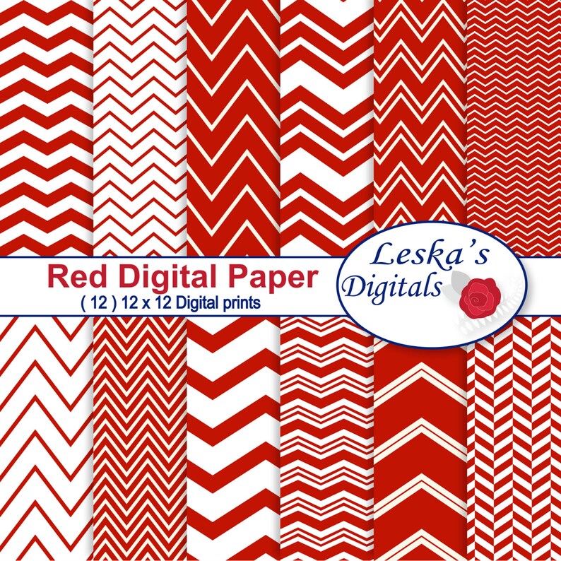 Red Chevron Digital Paper Chevron Scrapbooking Paper Red - Etsy