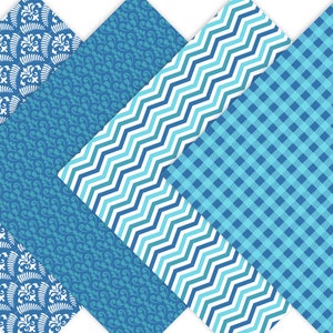 Blue Digital Paper Pack, "blue Patterns" Chevron Digital, Polkadots ...