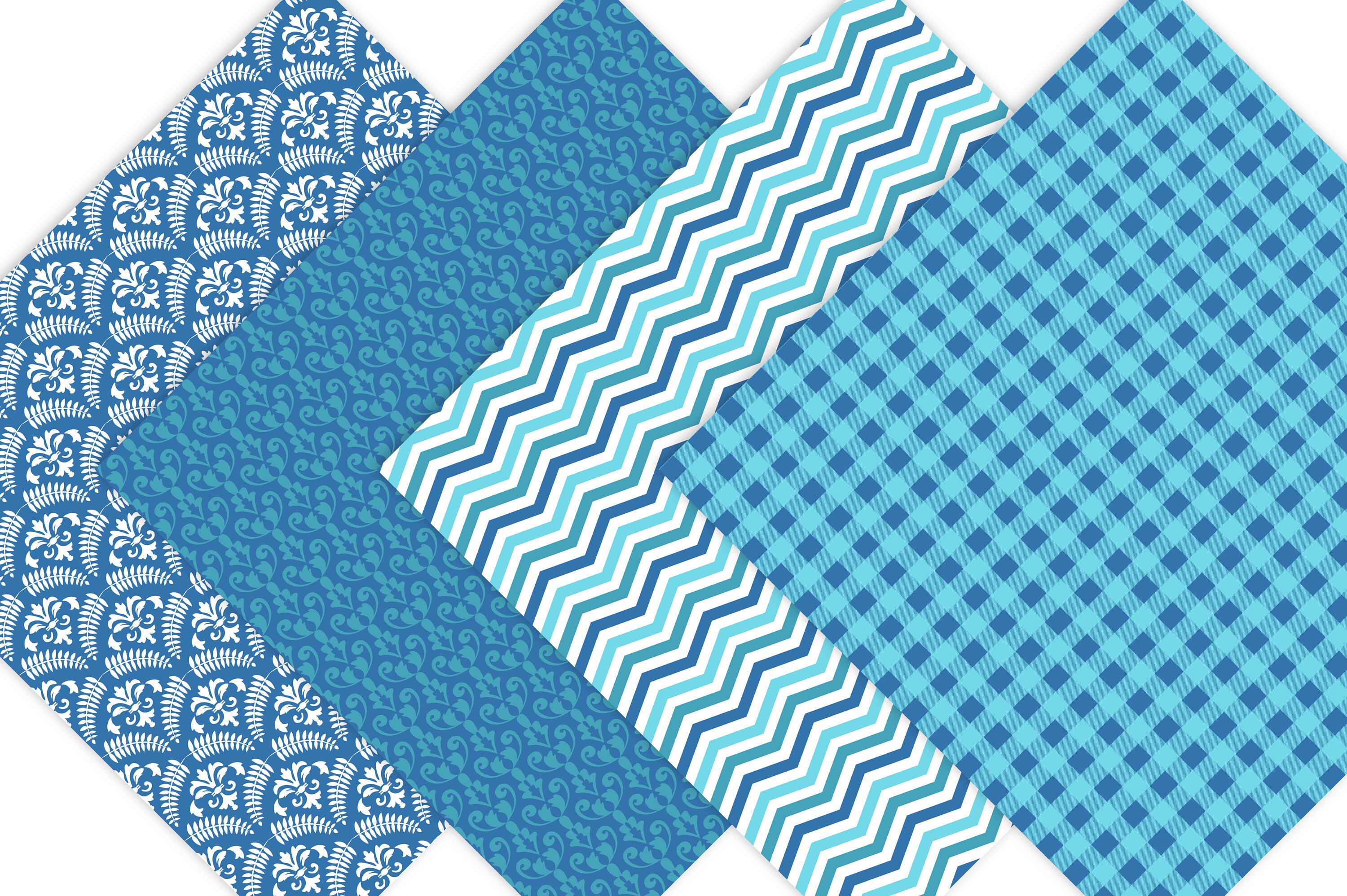 Blue Digital Paper Pack, "blue Patterns" Chevron Digital, Polkadots ...