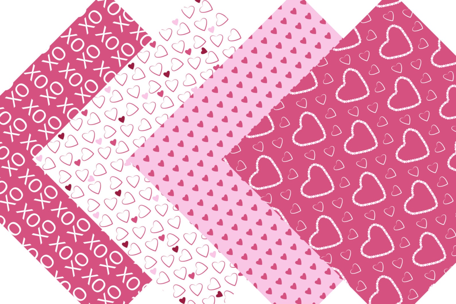 Valentine Digital Paper, Heart Digital Backgrounds, Pink Digital Paper ...