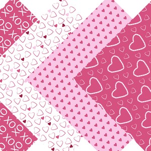 Valentine Digital Paper, Heart Digital Backgrounds, Pink Digital Paper ...