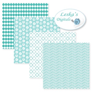 Teal Digital Paper Pack, Teal Scrapbook Paper, Teal Digital Backgrounds ...