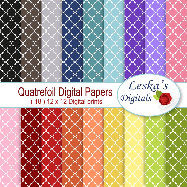 Quatrefoil Scrapbook Paper: "quatrefoil" Rainbow Paper in Quatrefoil ...