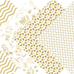 Gold Metallic Digital Paper, Gold and White Scrapbook Papers, Gold ...