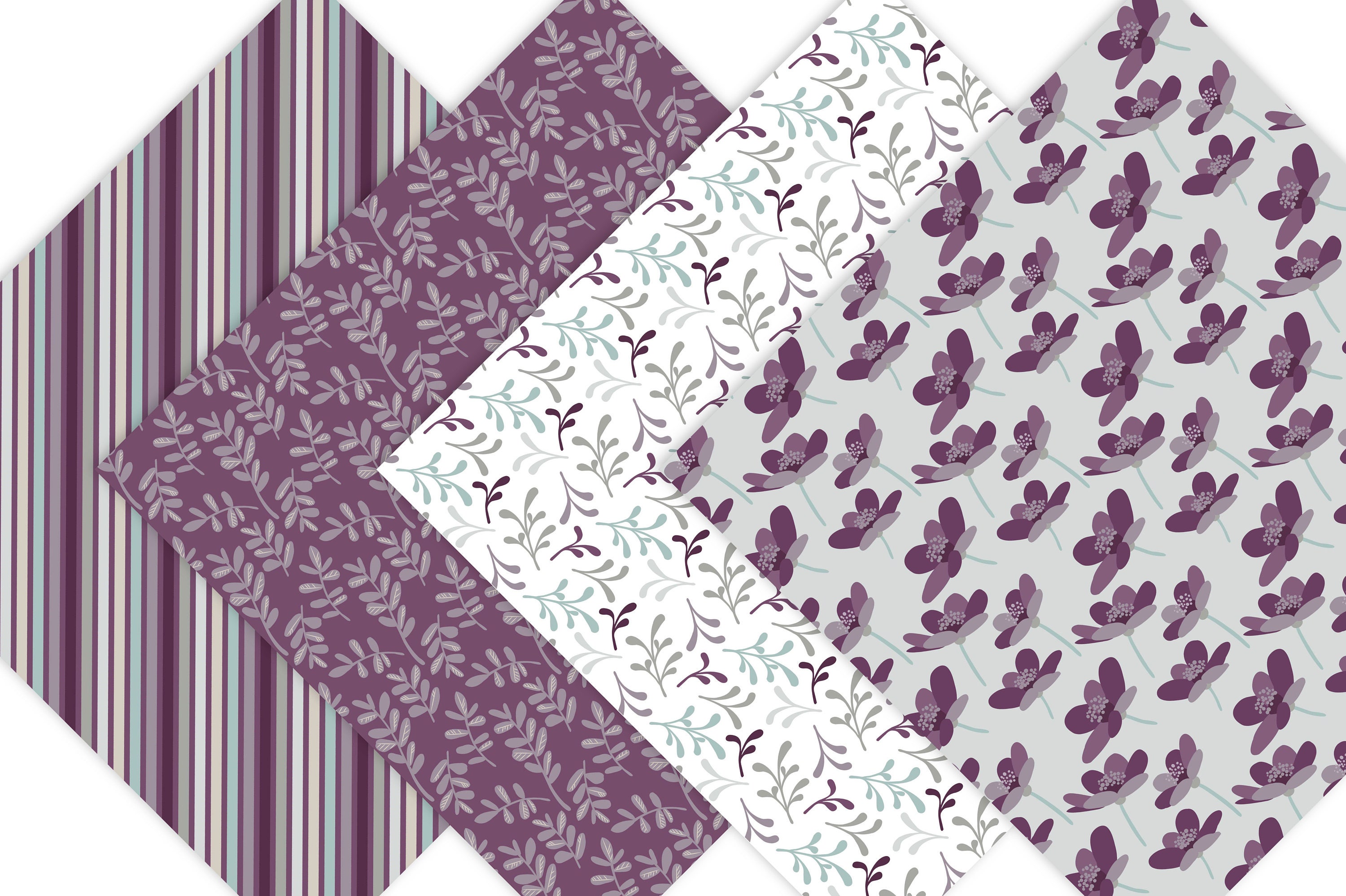 Floral Digital Paper "spring Flowers" Floral Patterned Paper, Hand ...