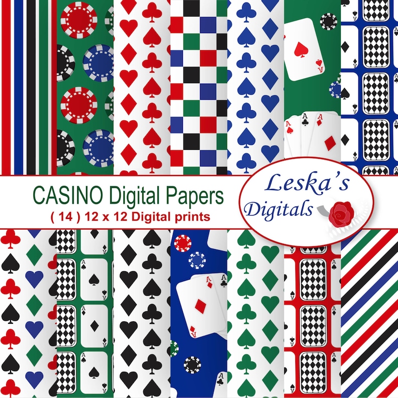 Poker Party Digital Paper: "casino DIGITAL Paper" Gambling Scrapbook ...