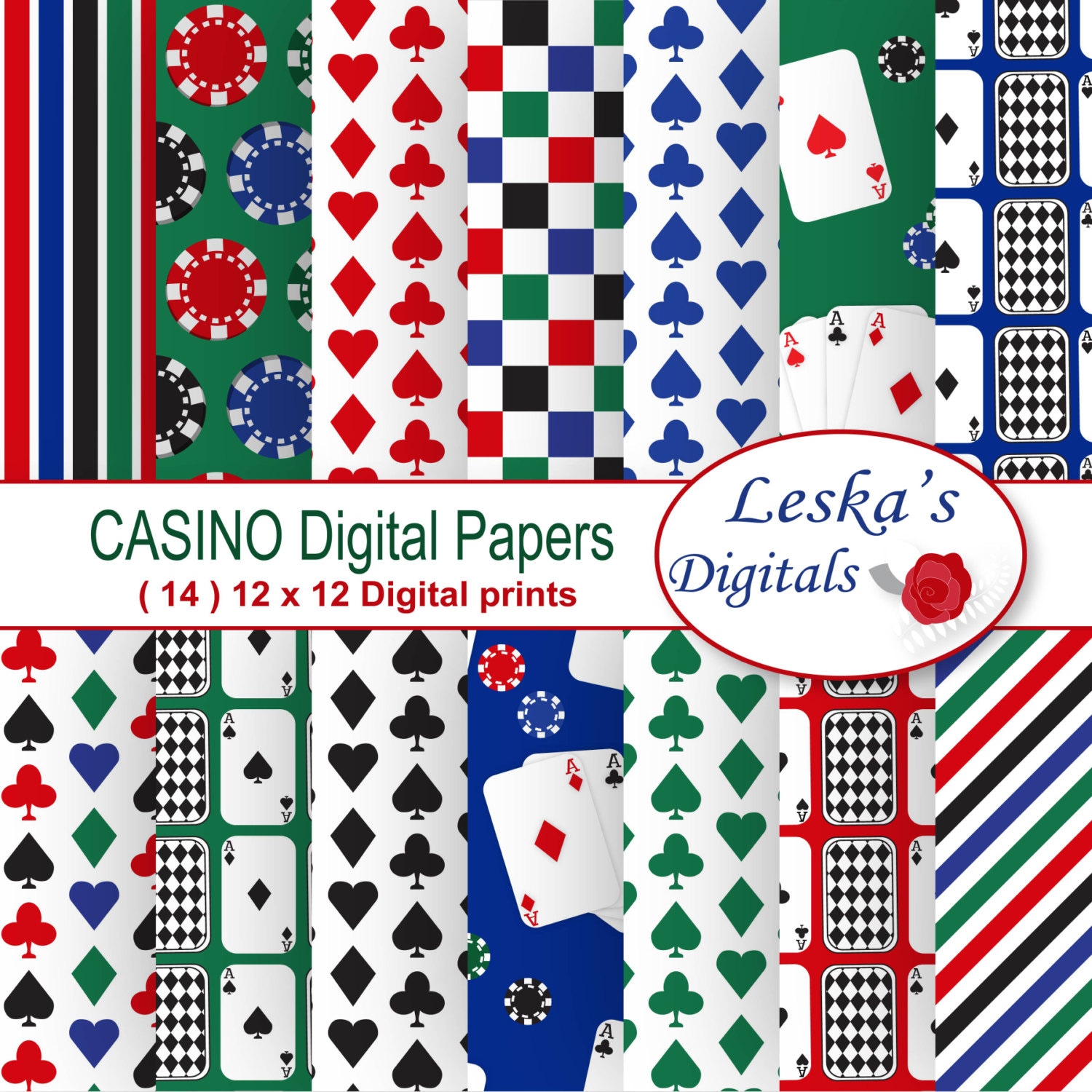 Poker Party Digital Paper: CASINO DIGITAL PAPER | Etsy