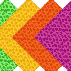Leaves Digital Scrapbook Paper Pack in Rainbow Colors for Autumn and ...