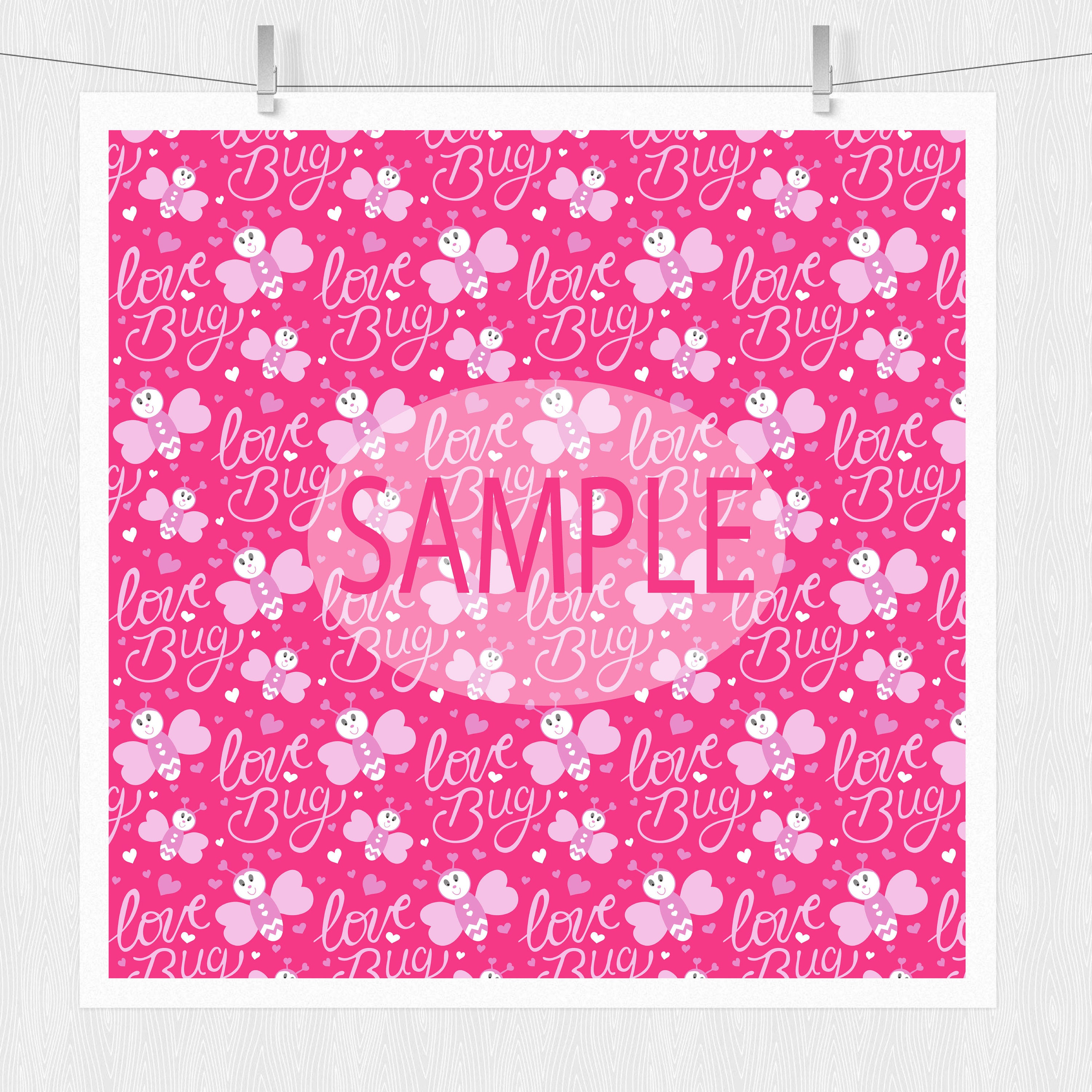 Valentine Digital Valentine Papers Love Bug Digital Pink - Etsy