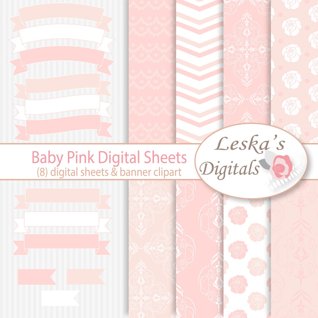 Pink Shabby Chic Digital Paper, Chevron Digital Paper, Roses Digital ...