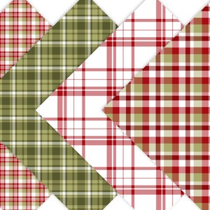 Christmas Plaids Digital Paper Pack, Christmas Digital Scrapbook Papers ...
