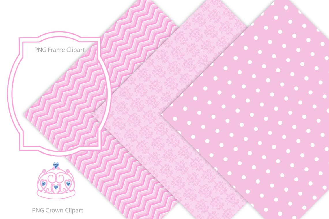 Royal digital paper Royal Baby pink and blue with crown | Etsy