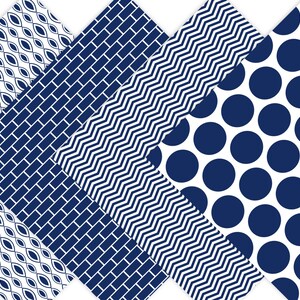 Navy Blue Digital Paper - Navy Blue Scrapbook Paper - Blue Printable ...