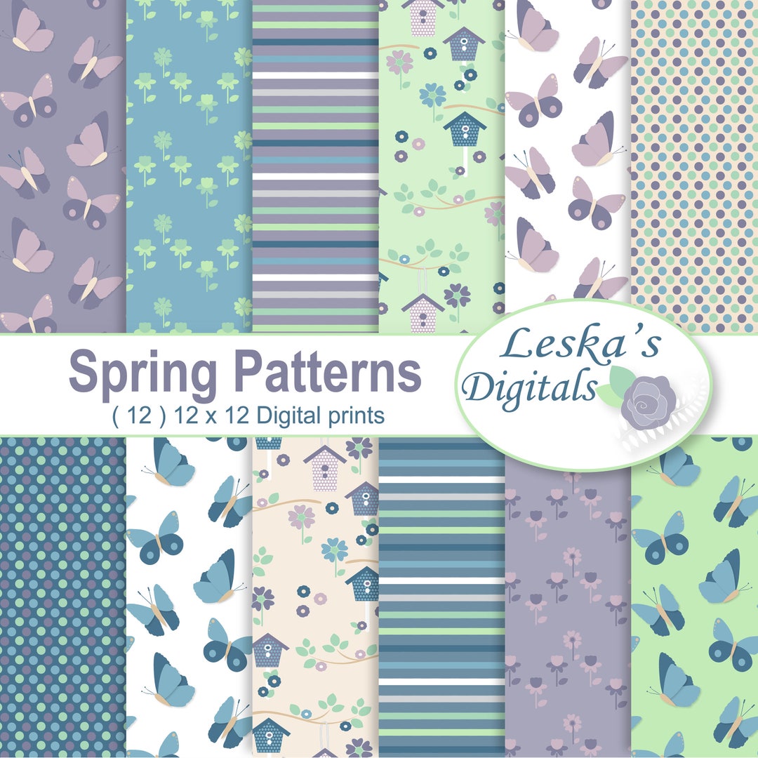 Spring Patterned Paper, Digital Scrapbook Paper of "butterflies ...
