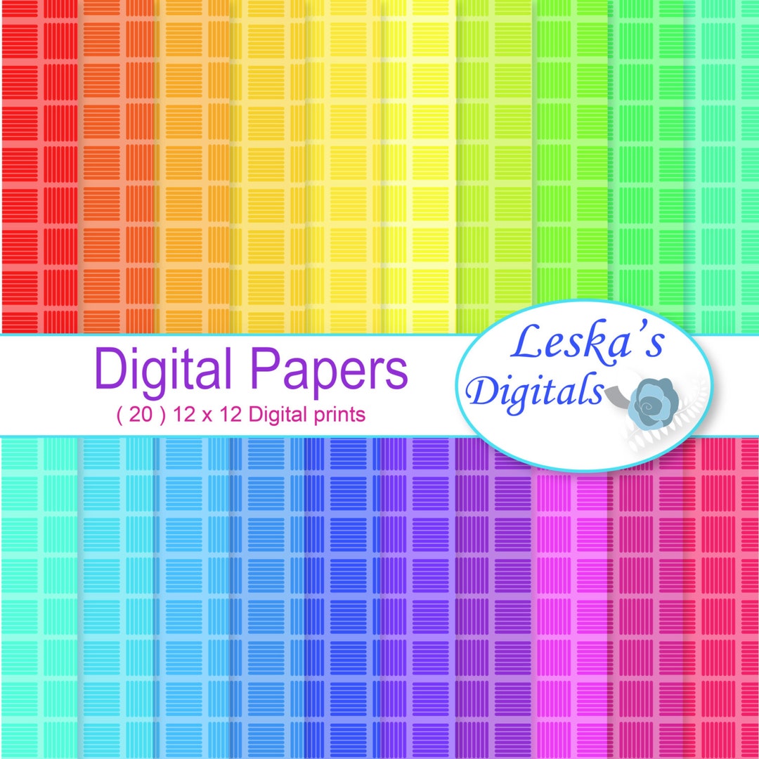 Checkerboard Digital Paper, Rainbow Checkered Paper Background, Checker ...
