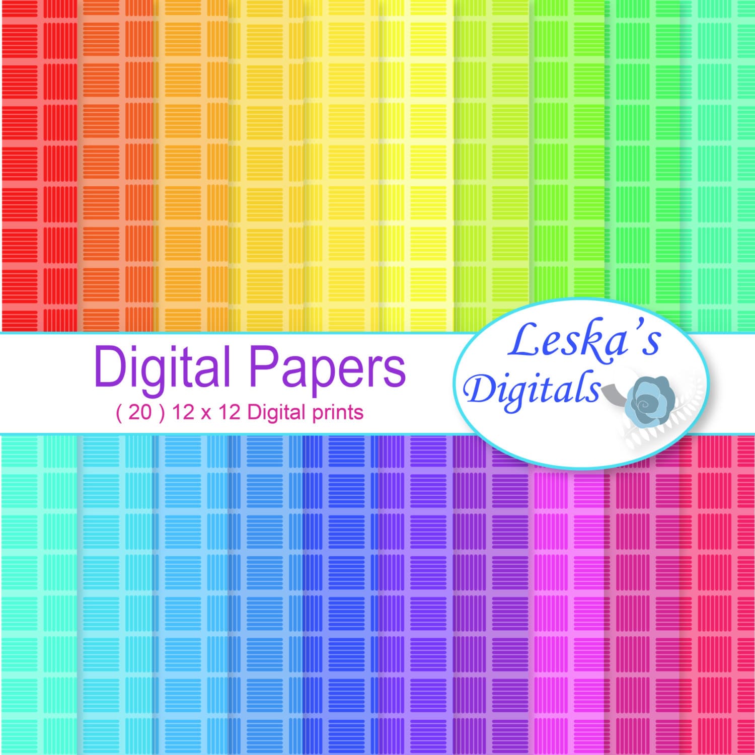 Checkerboard Digital Paper, Rainbow Checkered Paper Background, Checker ...