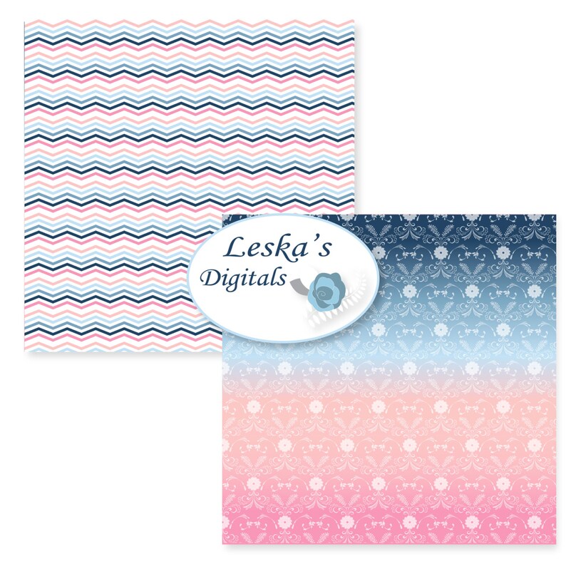 Digital Paper Pack Set Colorful Chevron Polkadots Quatrefoil Stripes ...