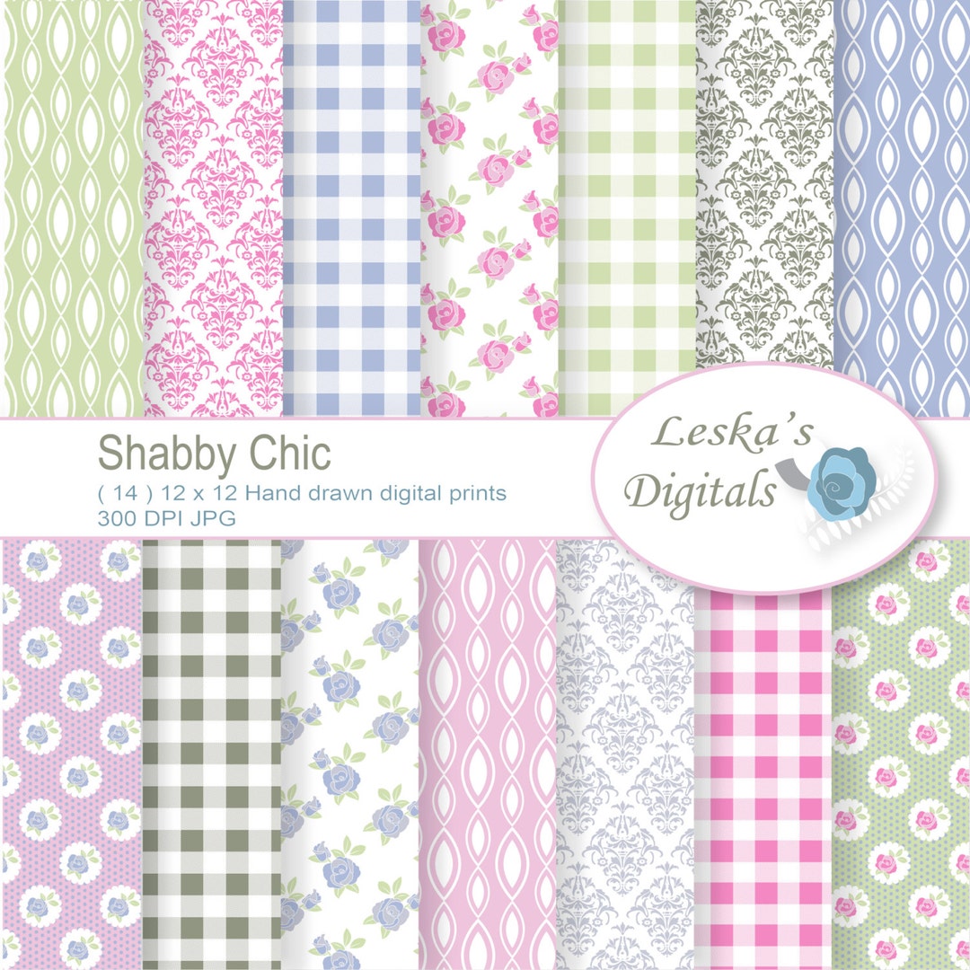 Shabby Chic Digital Paper: "shabby Chic Floral" Scrapbook Paper Pack of ...
