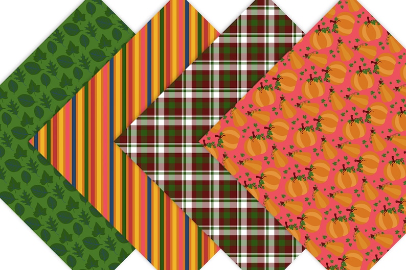 Pumpkin Fall Digital Paper, Autumn Scrapbooking, Leaves Digital ...