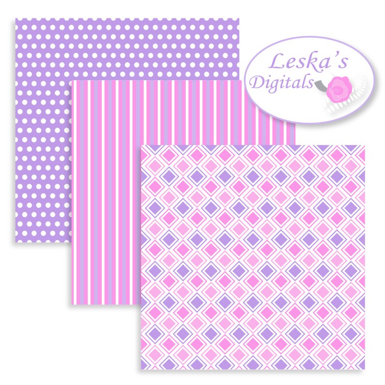 Pink and Purple Birthday Digital Paper Kids Scrapbook Pink & | Etsy