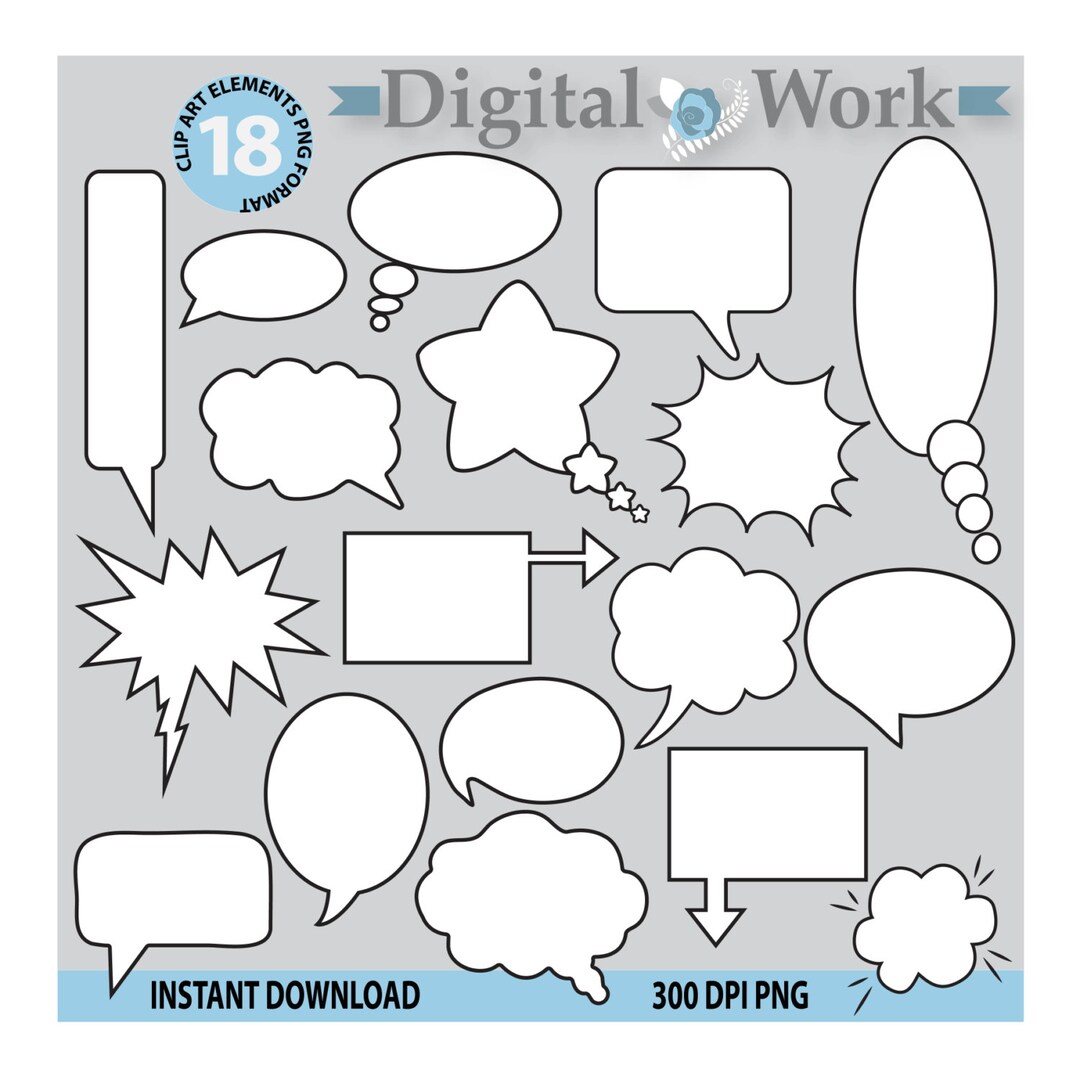 Speech Bubble, Digital Clip Art, Speech Bubbles: "comic Clipart" Text ...