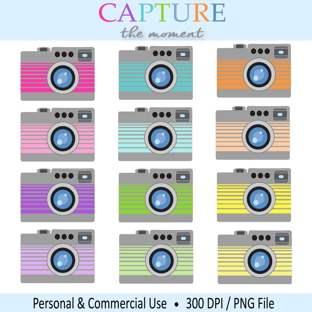 Camera Clipart, Photography Clipart, Digital Clip Art, Colorful Camera ...