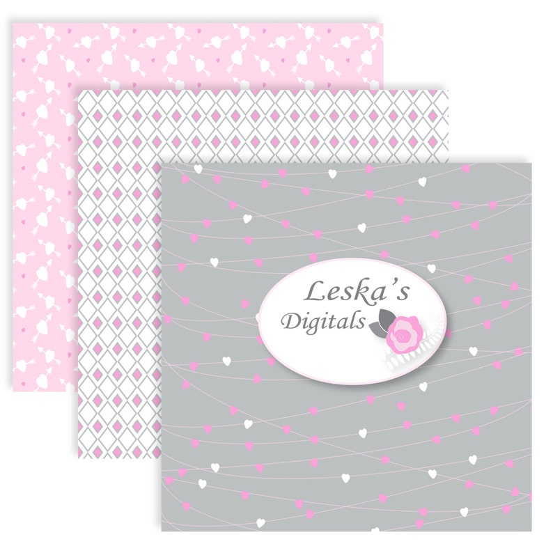 Pink Hearts Digital Paper valentines Day | Etsy