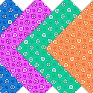 FLOWER DIGITAL PAPER, Digital Scrapbook Paper Floral Pattern in Rainbow ...