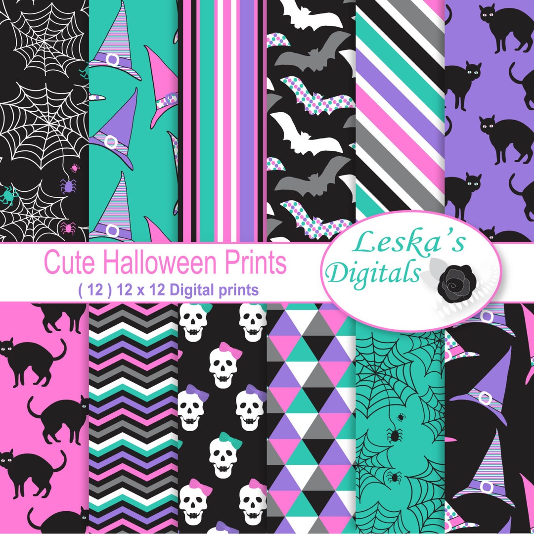 Cute Halloween Digital Paper Pack | Printable Background | Scrapbooking ...