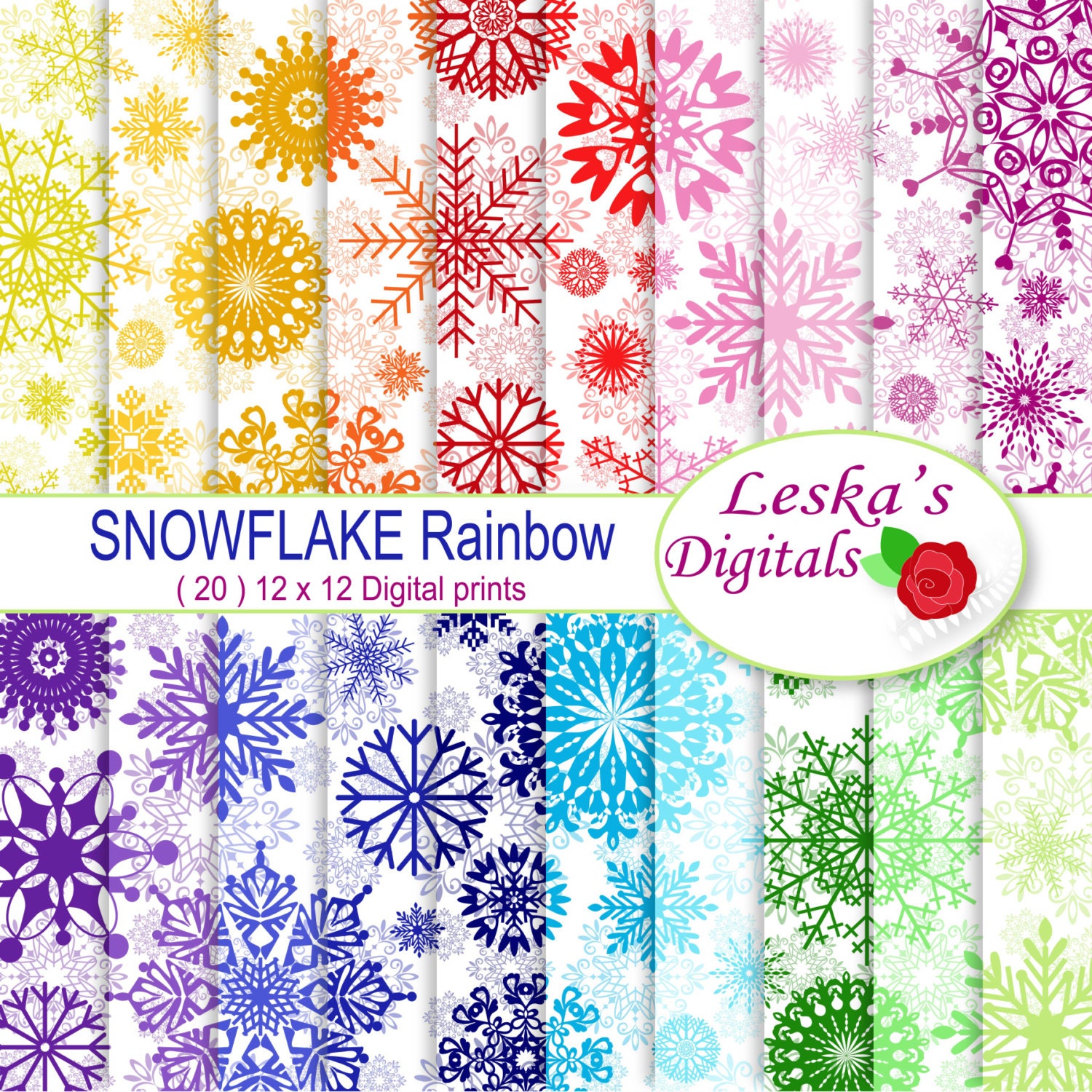 SNOWFLAKE SCRAPBOOK PAPER Holiday Digital Download Christmas digital ...