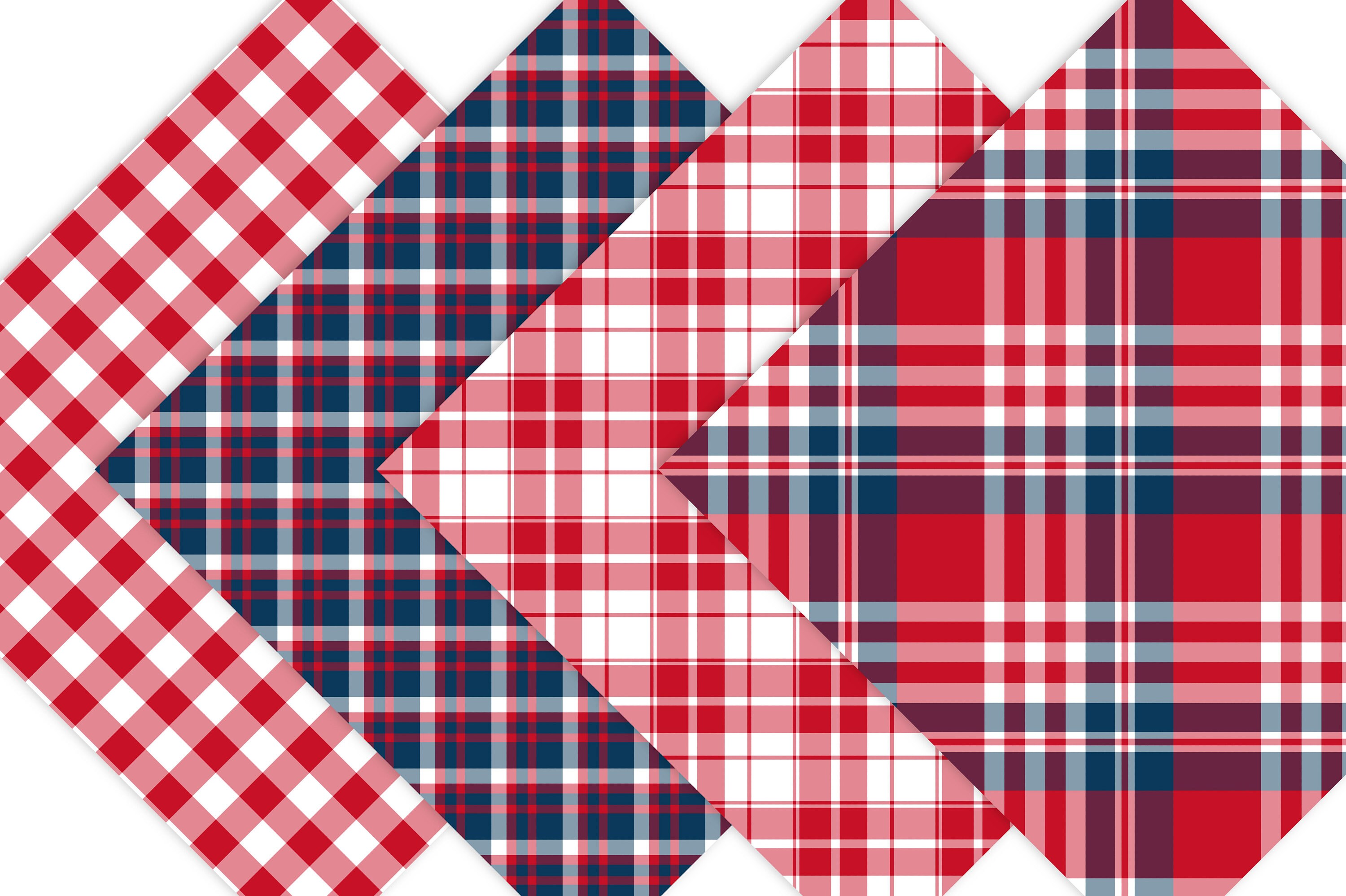 Navy and Red Digital Paper Digital Scrapbook Paper Plaid - Etsy