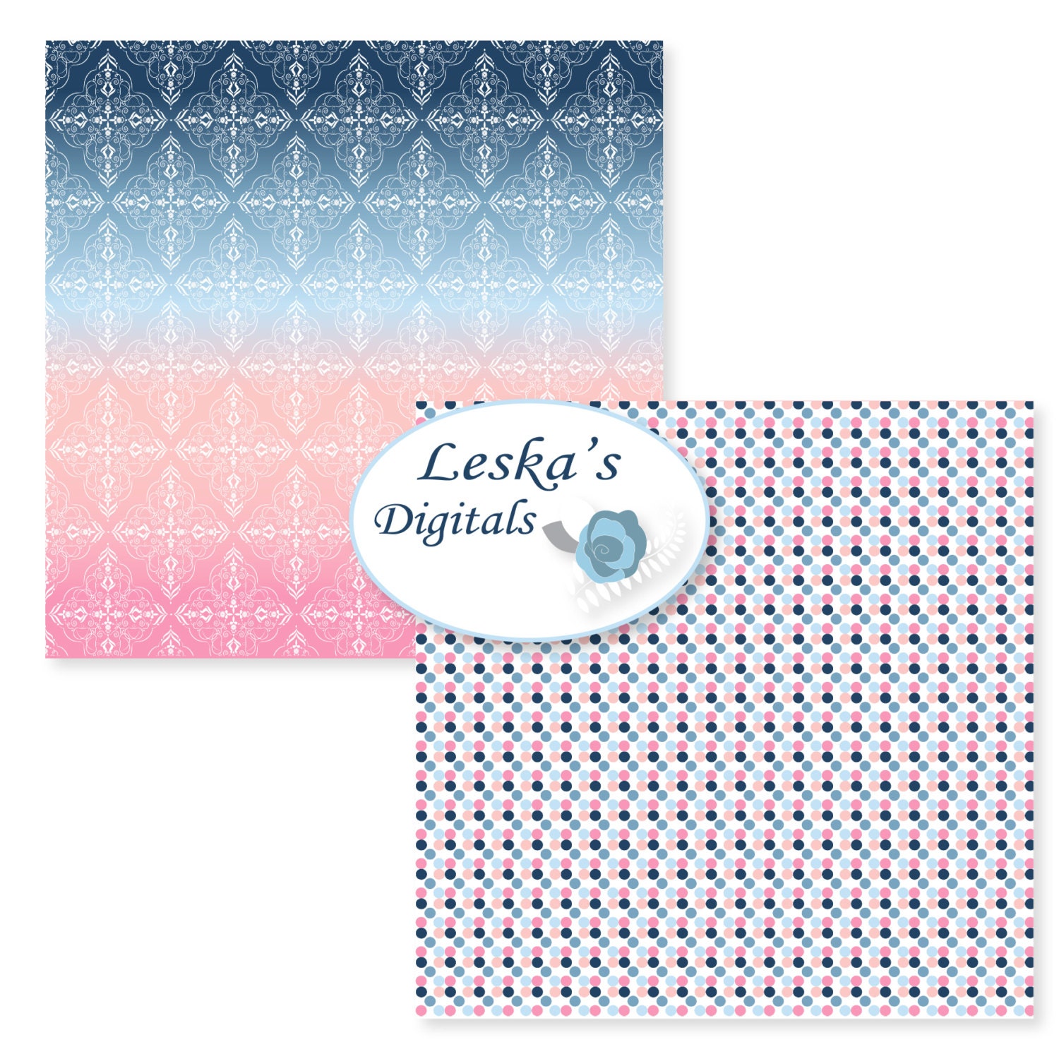 Digital Paper Pack Set Colorful Chevron Polkadots Quatrefoil Stripes ...