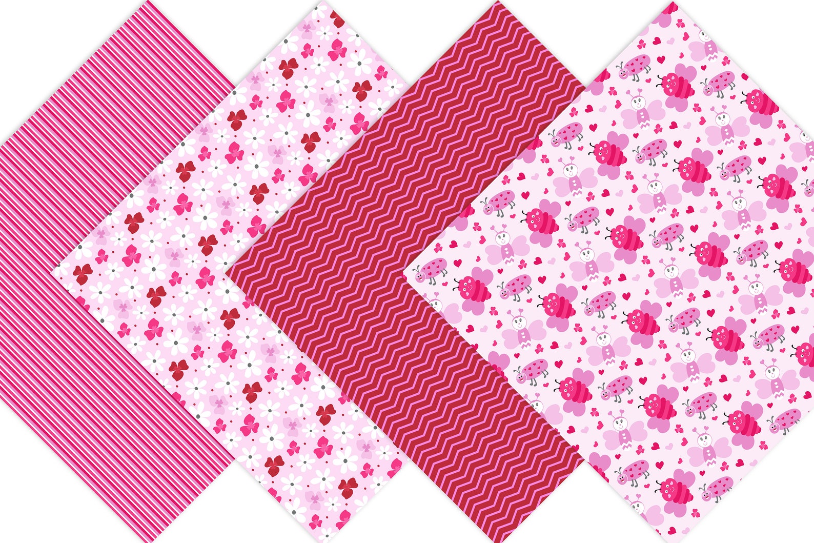 Valentine Digital Valentine Papers Love Bug Digital Pink - Etsy