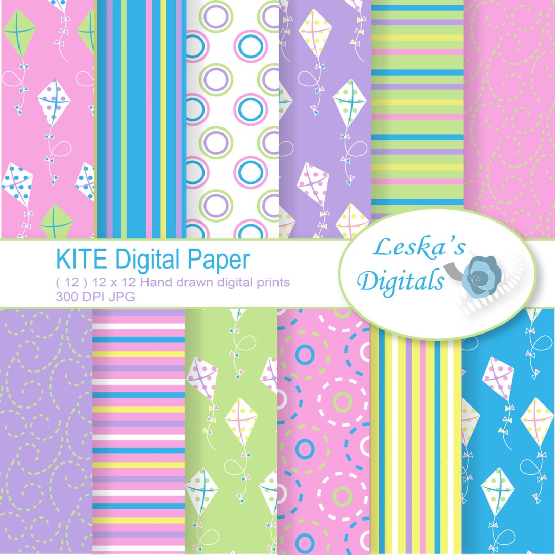 Digital Paper: "spring Kite Paper" for Scrapbooking and Wallpaper ...