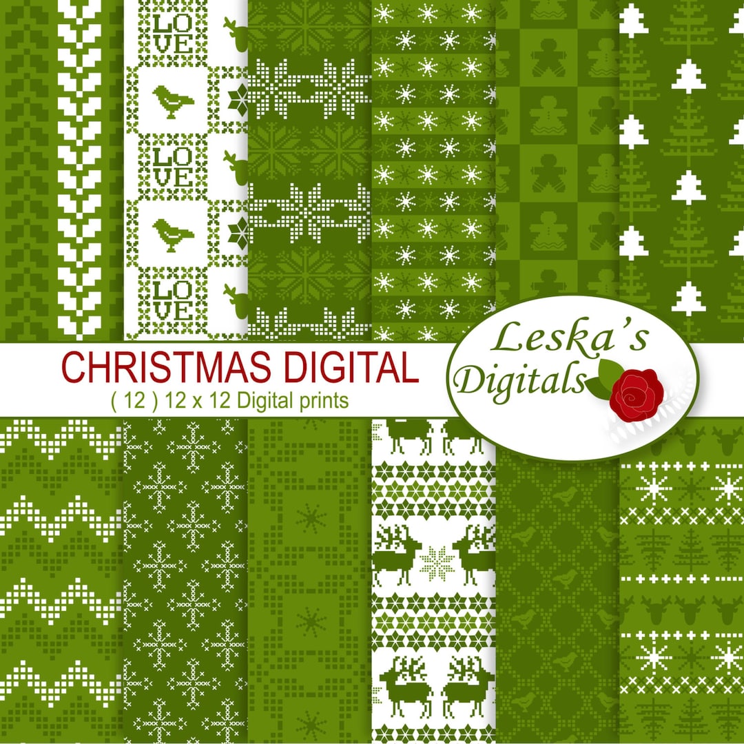 Scandinavian Digital Paper "christmas Patterns" Nordic Digital ...