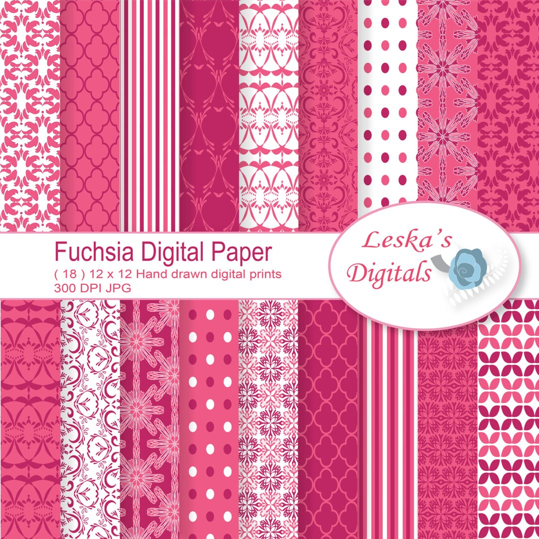 Digital Paper Pack: "fuchsia Magenta" Pick Digital Background ...