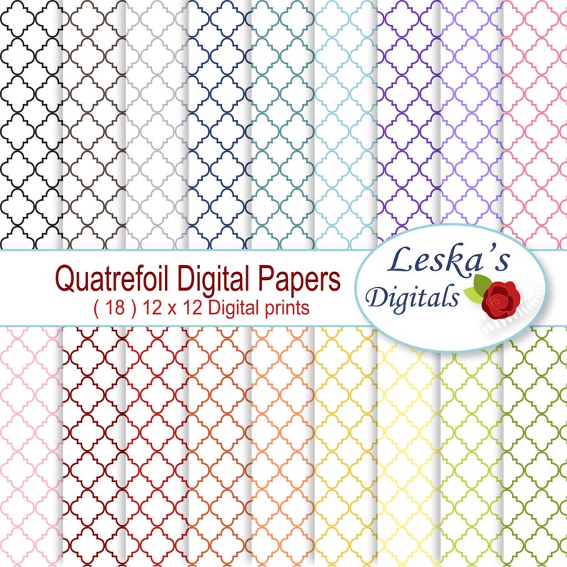 Quatrefoil Background Scrapbook Paper Digital Download in a | Etsy