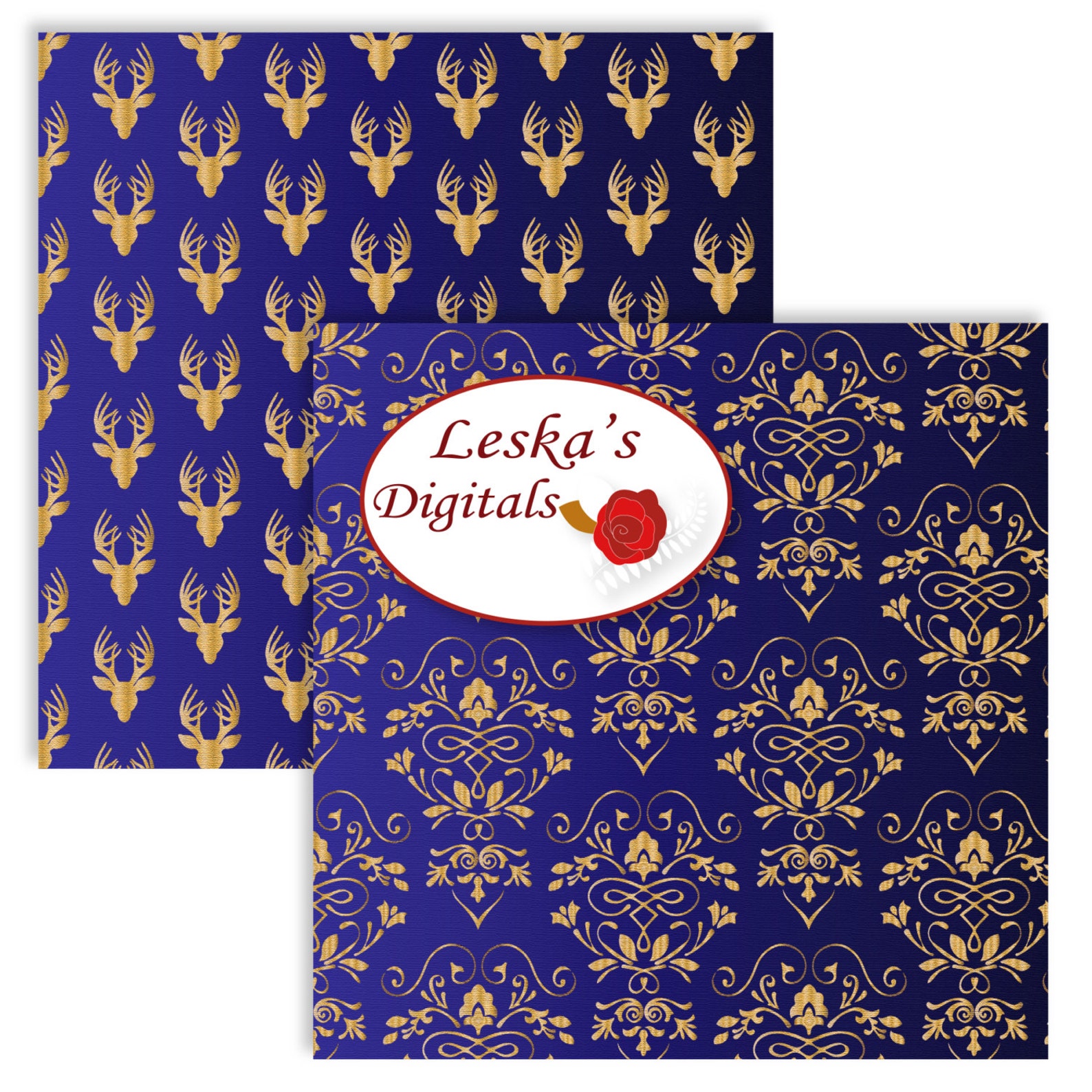 Royal Blue & Gold Digital Paper Royal Blue and Gold - Etsy