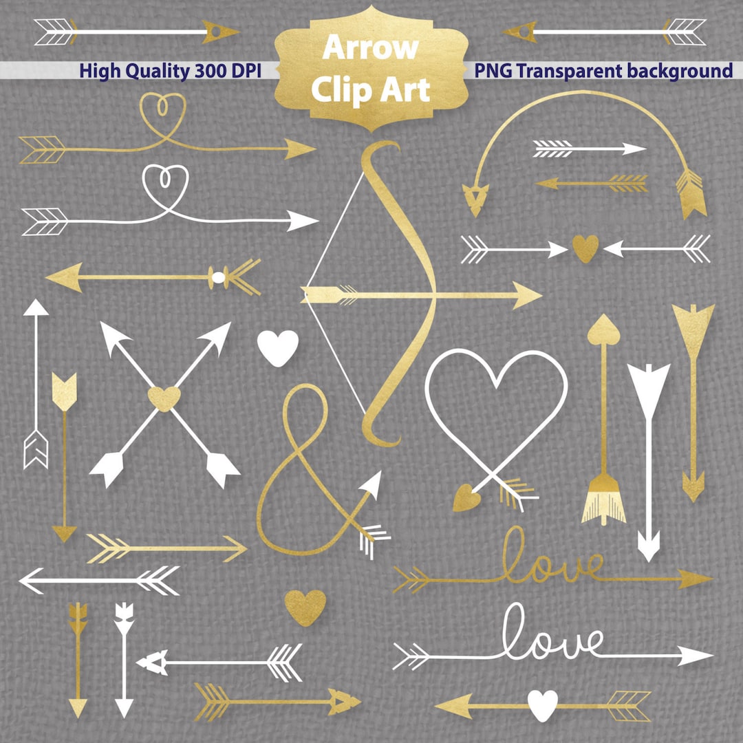 Arrow Clipart, Digital Clipart, Printable Arrows, Gold Arrow, Gold ...