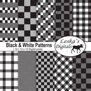 Plaid Black and White Digital Paper "plaid DIGITAL Paper" Digital ...