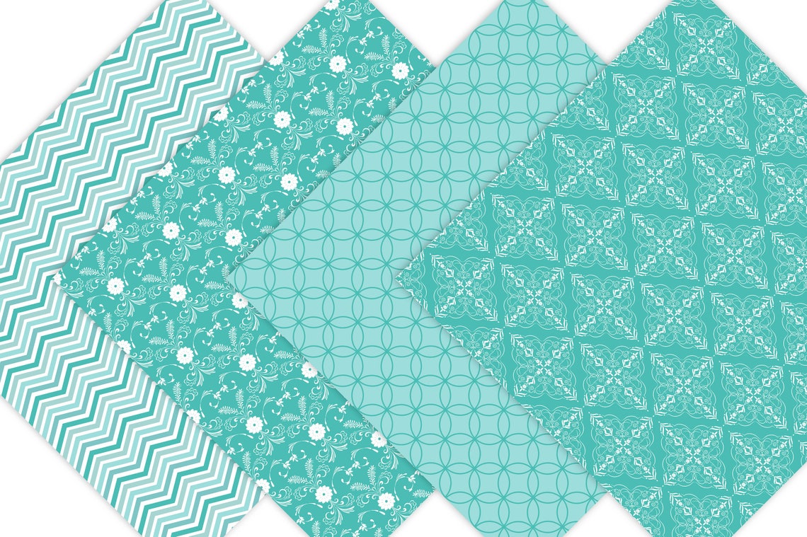 Teal Digital Paper Pack, Teal Scrapbook Paper, Teal Digital Backgrounds ...