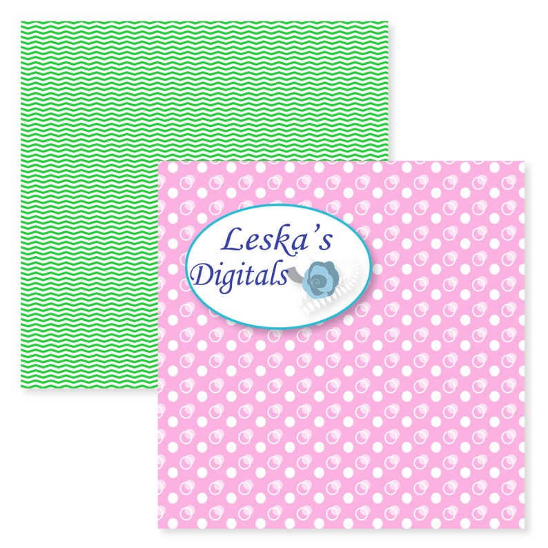 Digital Chevron Scrapbook Paper Pack - Polka Dots Chevron Paper Set ...
