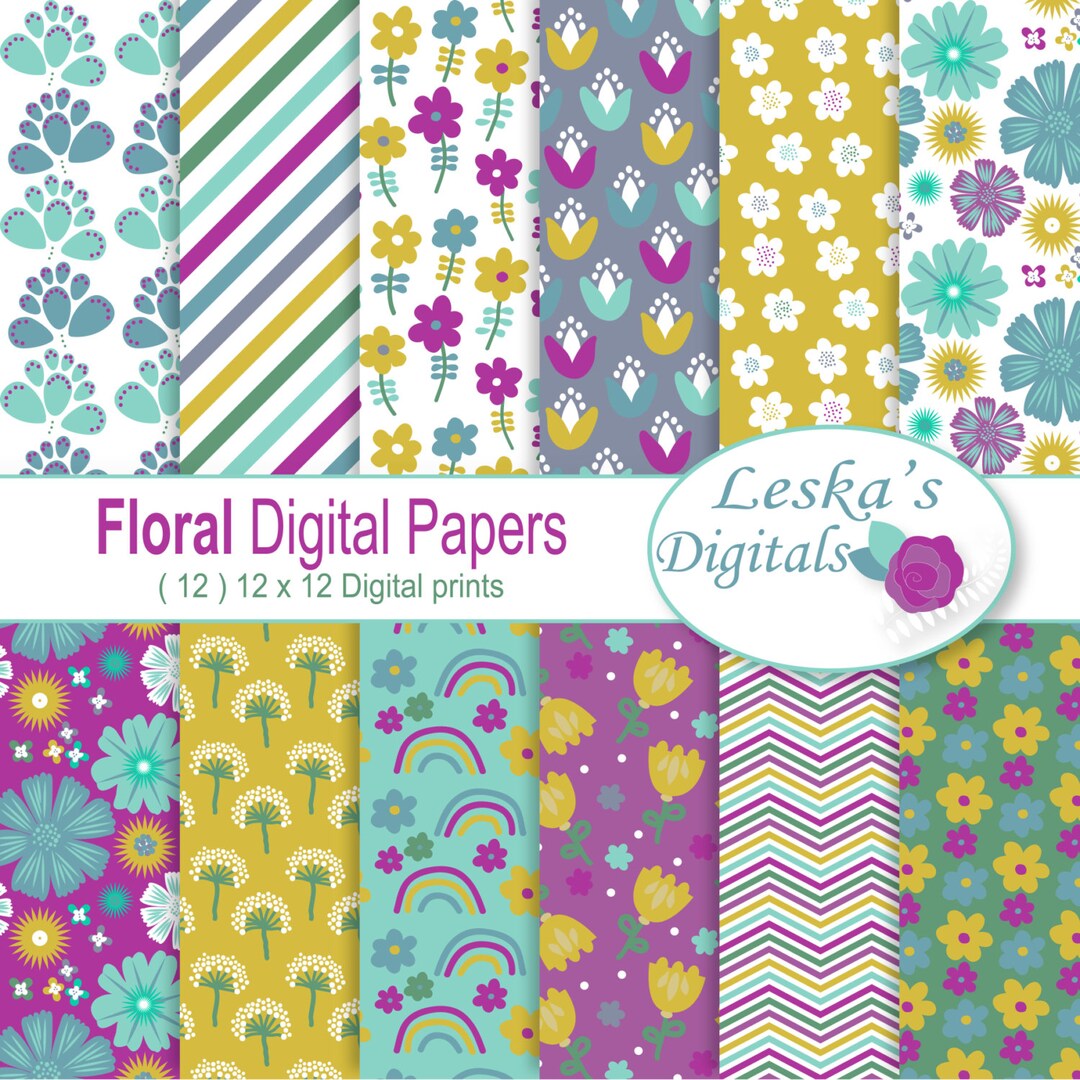 FLORAL DIGITAL PAPER, Floral Background Printable Paper - Digital ...