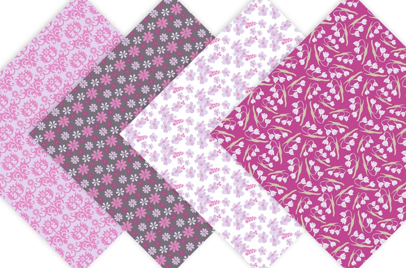 Spring Floral Digital Scrapbook Paper Spring Paper Pack | Etsy