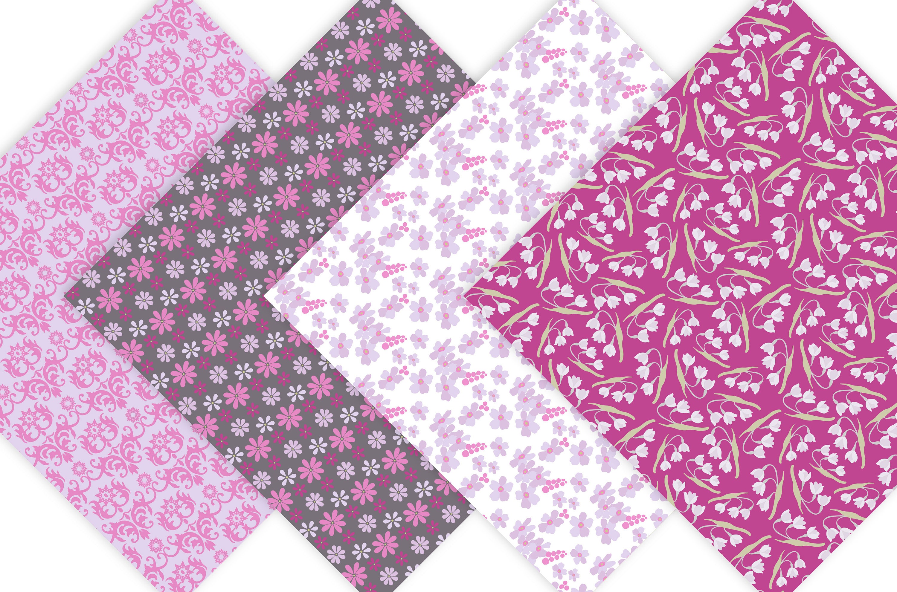 Spring Floral Digital Scrapbook Paper Spring Paper Pack | Etsy