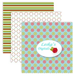 Holiday Digital Paper, Christmas Scrapbook Paper, Red Green and Blue ...