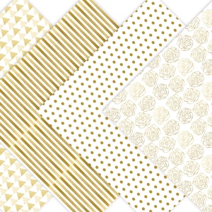 Gold Metallic Digital Paper, Gold and White Scrapbook Papers, Gold ...