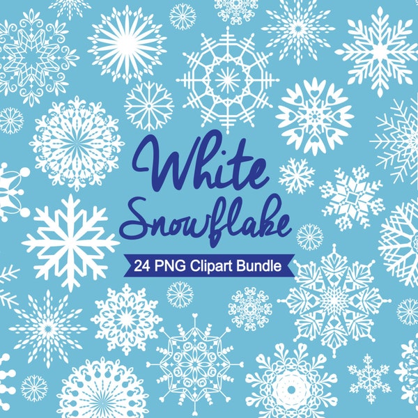 White Snowflake Clip Art - Etsy