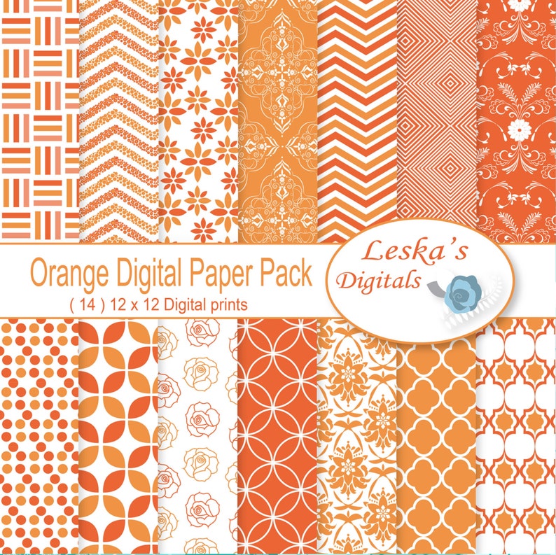 Orange Digital Paper:orange Background Orange - Etsy